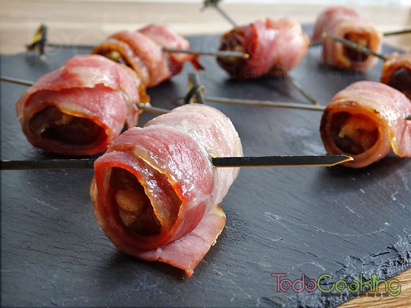 Dátiles con bacon y nueces. El aperitivo más rápido y resultón!